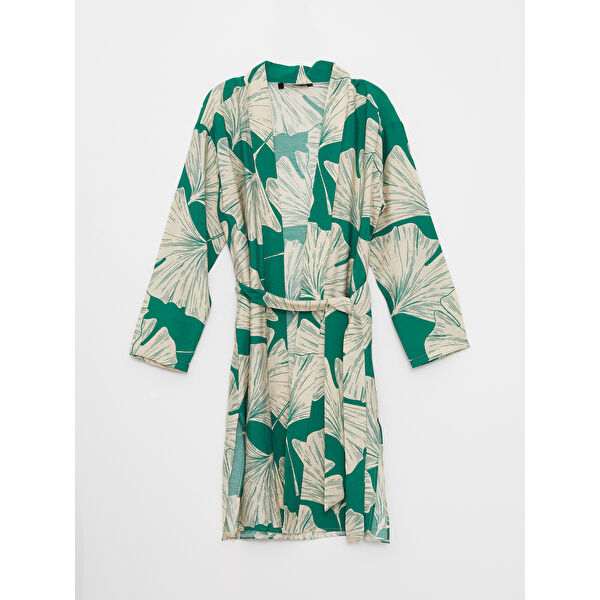 MODEST Şal Yaka Çiçekli Uzun Kollu Oversize Kadın Kimono