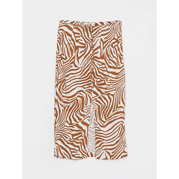 LCW CASUAL Beli Fermuarlı Desenli Kadın Etek