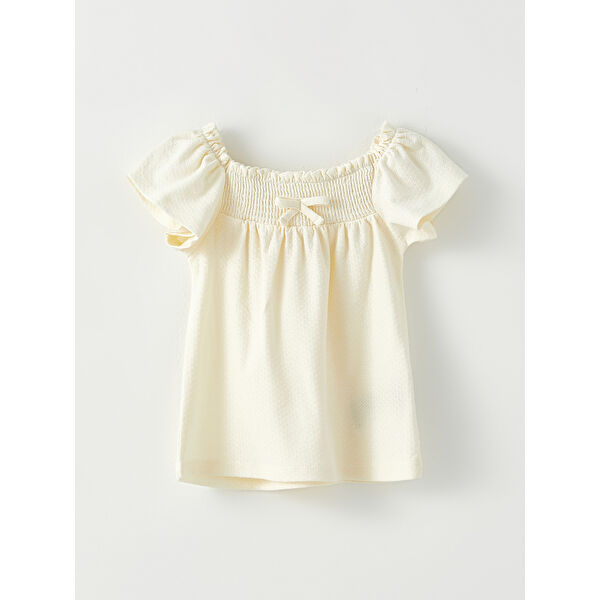 Bisiklet Yaka Kısa Kollu Basic Pamuklu Kız Bebek Tişört