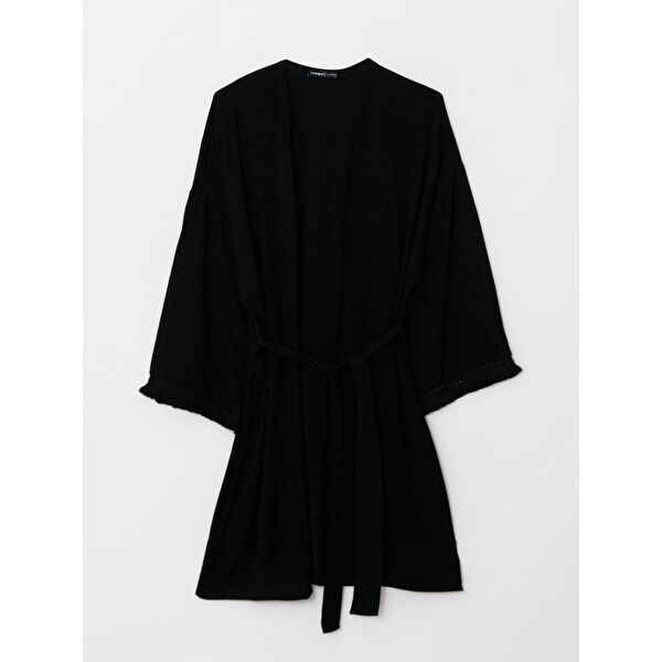 LCW CLASSIC Şal Yaka Düz Uzun Kollu Viskon Kadın Kimono
