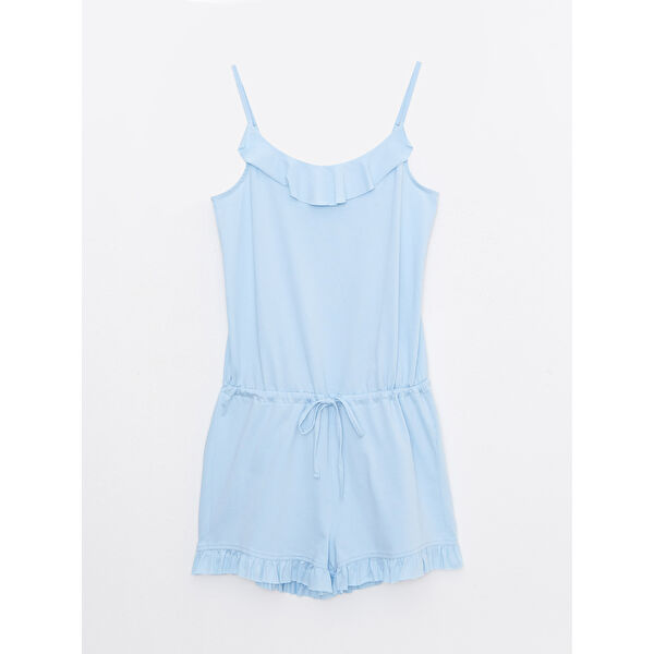 U Yaka Düz Askılı Pamuklu Kadın Tulum