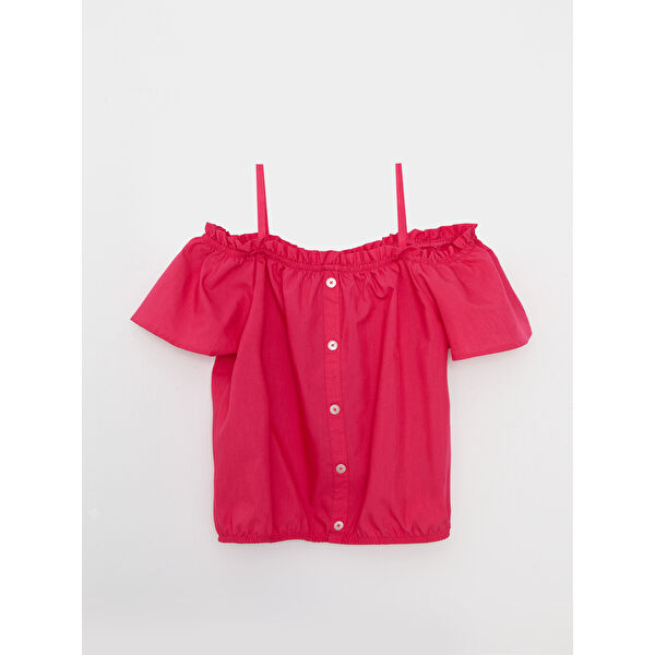 Kayık Yaka Basic Kısa Kollu Viskon Kız Çocuk Bluz