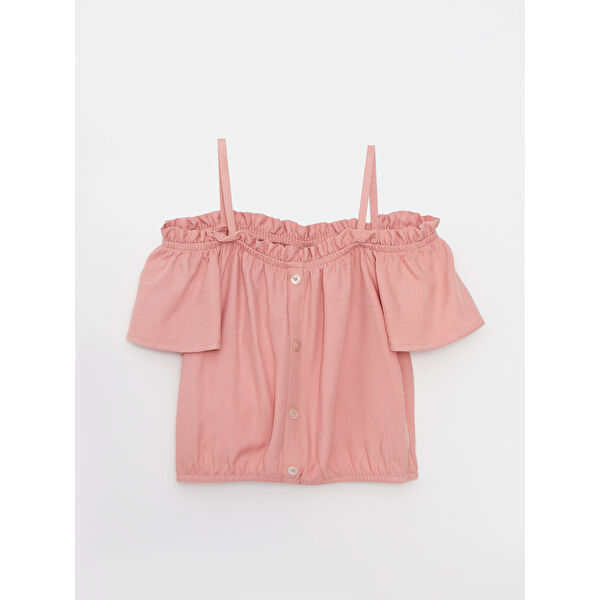 Kayık Yaka Basic Kısa Kollu Viskon Kız Çocuk Bluz