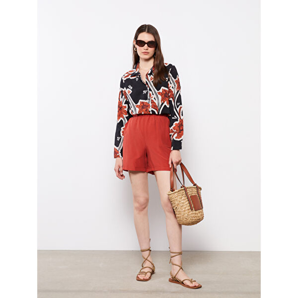 LCW CLASSIC Beli Lastikli Rahat Kalıp Düz Kadın Şort