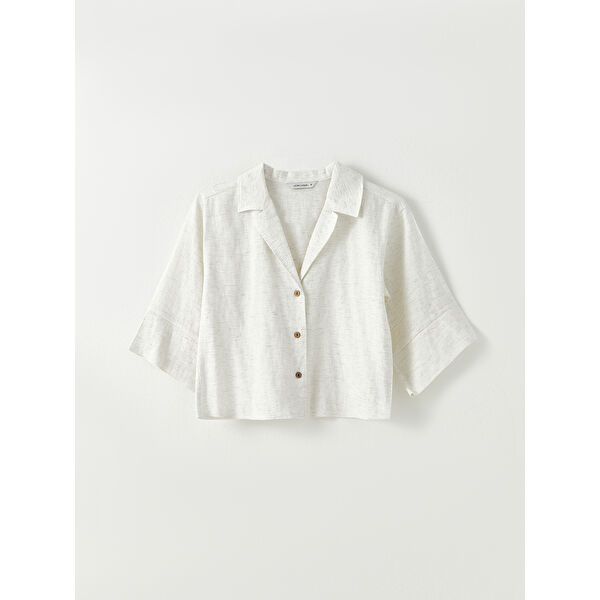 LCW CASUAL Önden Düğme Kapamalı Düz Kısa Kollu Kadın Gömlek