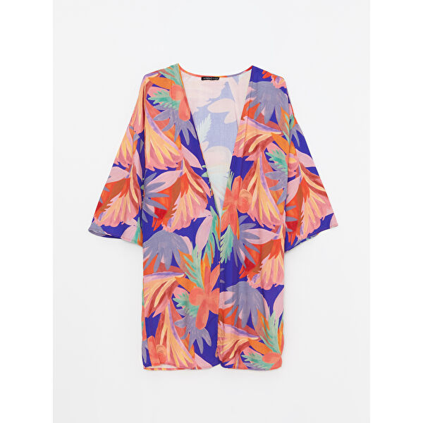 LCW CLASSIC Şal Yaka Desenli Uzun Kollu Viskon Kadın Kimono