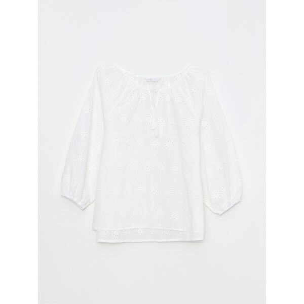 LCW CLASSIC Bağlamalı Yaka Nakışlı Kadın Bluz