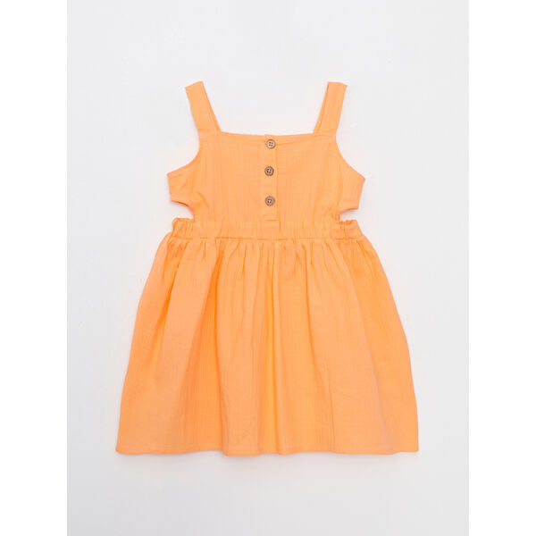 Kare Yaka Askılı Basic Pamuklu Kız Bebek Elbise