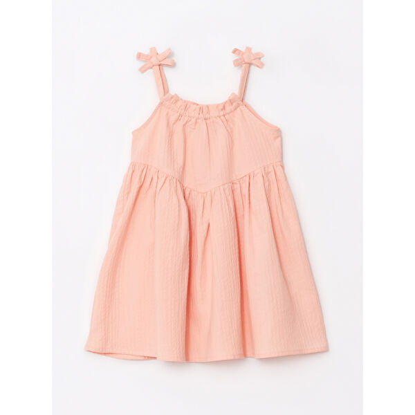 Bisiklet Yaka Askılı Pamuklu Kız Bebek Elbise