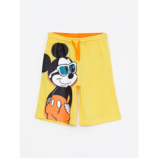 Beli Lastikli Mickey Mouse Baskılı Erkek Çocuk Şort