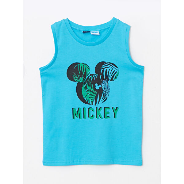 Bisiklet Yaka Mickey Mouse Baskılı Pamuklu Erkek Çocuk Atlet