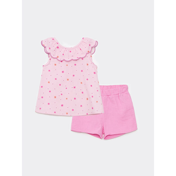 Bebe Yaka Desenli Pamuklu Kız Bebek Gömlek ve Şort 2'li Takım Bebe Yaka Desenli Pamuklu Kız Bebek Gömlek ve Şort 2'li Takım