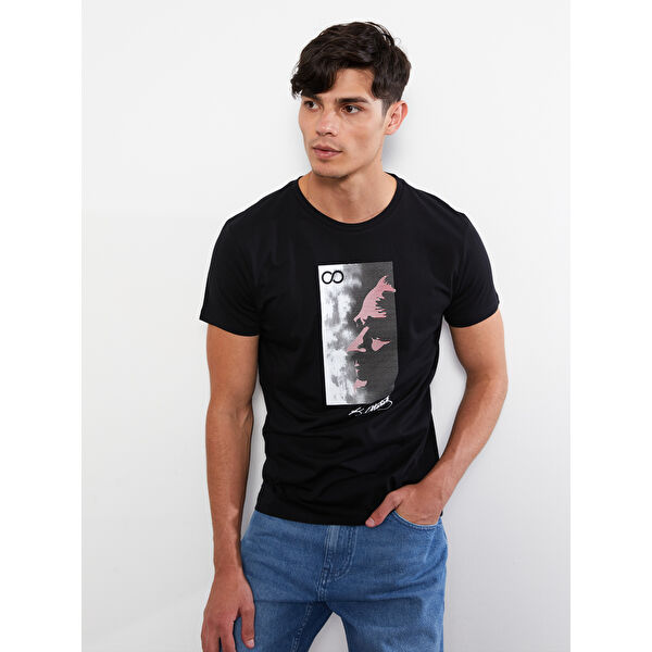 LCW CASUAL Bisiklet Yaka Kısa Kollu Atatürk Baskılı Penye Erkek Tişört