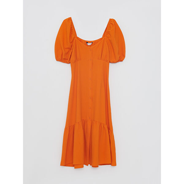 LCW CASUAL Kalp Yaka Düz Balon Kollu Kadın Elbise LCW CASUAL Kalp Yaka Düz Balon Kollu Kadın Elbise