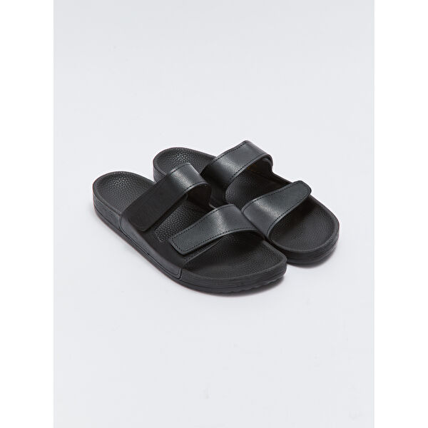 Deri Görünümlü Cırt Cırtlı Erkek Terlik