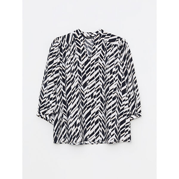 LCW CLASSIC Kaçık Yaka Desenli Kadın Bluz