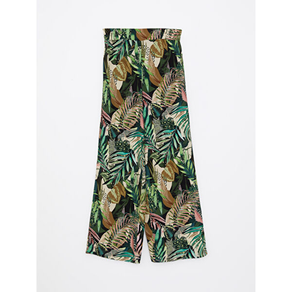 LCW CLASSIC Beli Lastikli Rahat Kalıp Desenli Viskon Kadın Pantolon