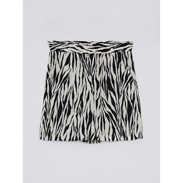 LCW CLASSIC Beli Lastikli Desenli Viskon Kadın Şort