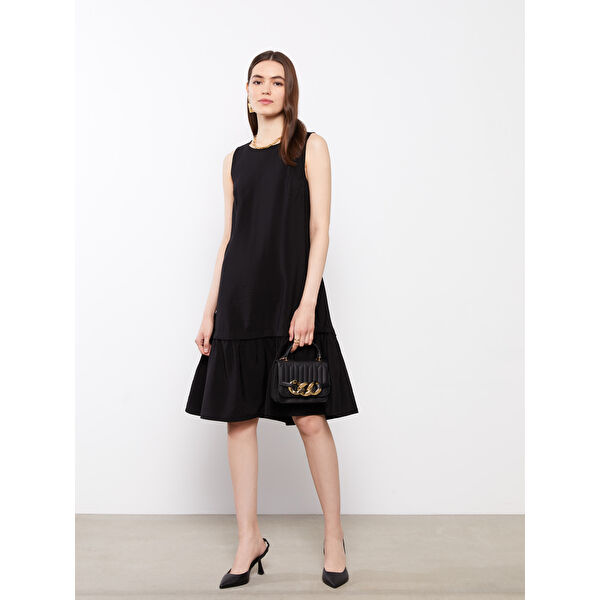 LCW CLASSIC Bisiklet Yaka Düz Kolsuz Kadın Elbise