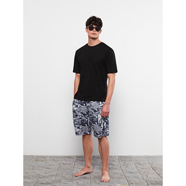 Uzun Boy Desenli Erkek Deniz Şortu