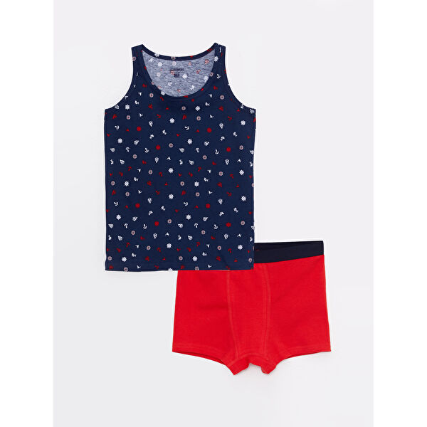 Bisiklet Yaka Pamuklu Erkek Çocuk Atlet ve Boxer