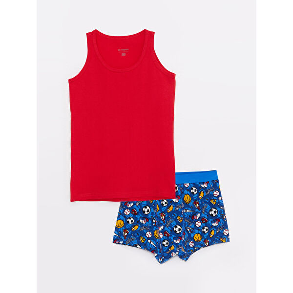 Bisiklet Yaka Pamuklu Erkek Çocuk Atlet ve Boxer