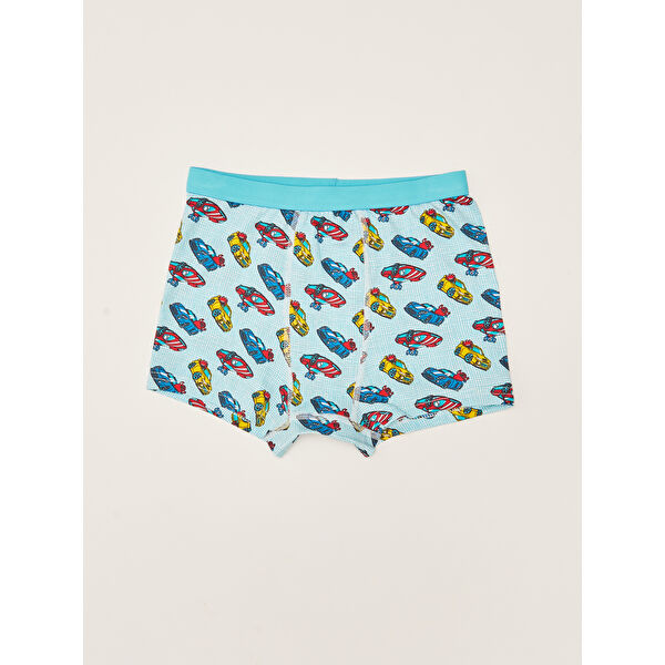 Beli Lastikli Baskılı Pamuklu Erkek Çocuk Boxer