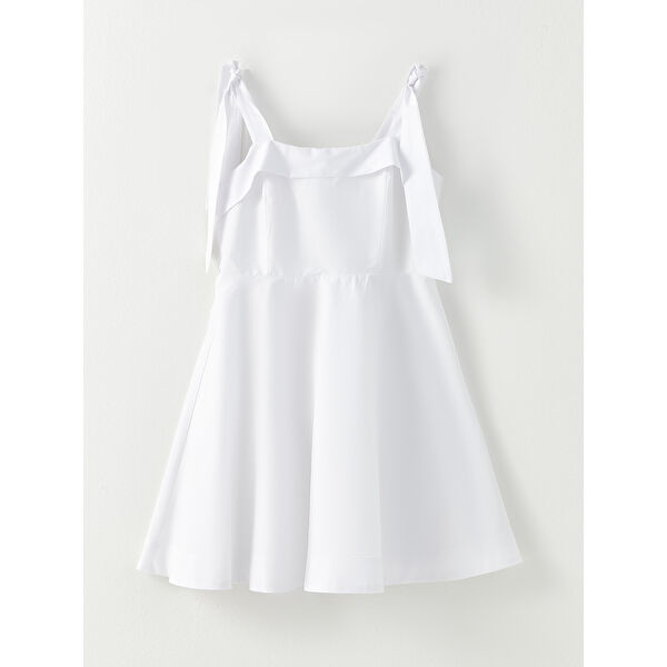 LCW LIMITED Kare Yaka Düz Askılı Poplin Kadın Elbise