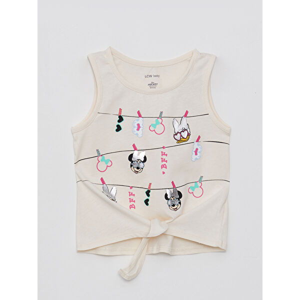 Bisiklet Yaka Minnie Mouse Baskılı Kız Bebek Atlet Bisiklet Yaka Minnie Mouse Baskılı Kız Bebek Atlet