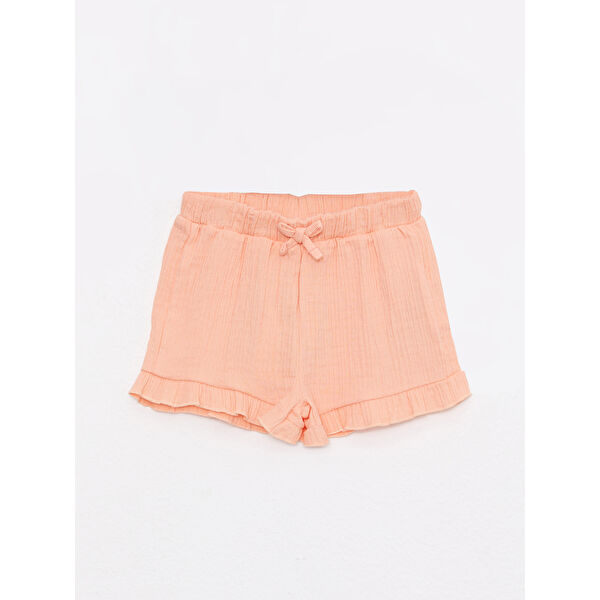Beli Lastikli Basic Pamuklu Kız Bebek Şort