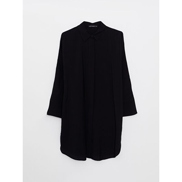 MODEST Gömlek Yaka Düz Uzun Kollu Oversize Kadın Tunik