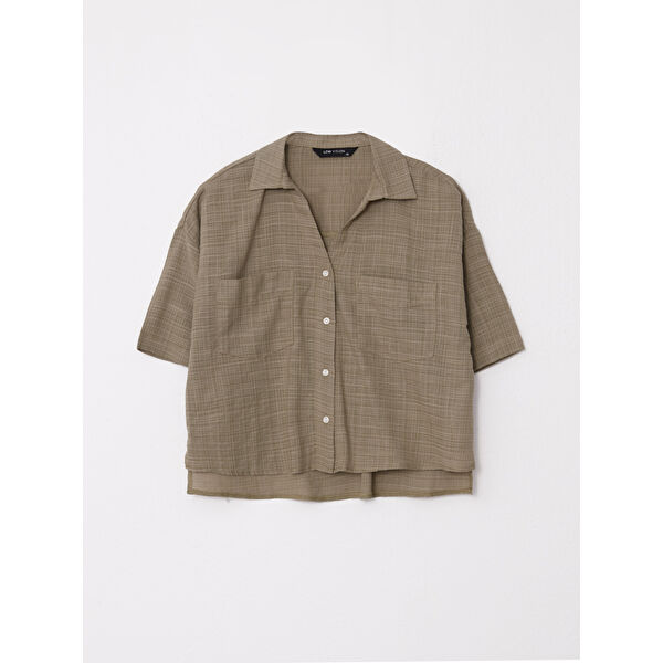 LCW VISION Önden Düğme Kapamalı Düz Kısa Kollu Kadın Gömlek