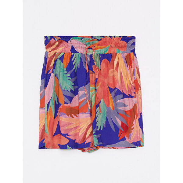 LCW CLASSIC Beli Lastikli Desenli Viskon Kadın Şort