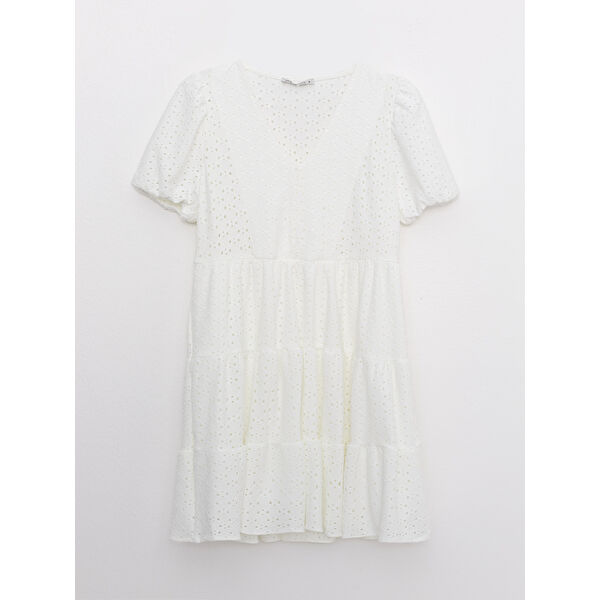 LCW LIMITED V Yaka Dantelli Kısa Kollu Kadın Elbise