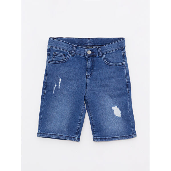 Yırtık Detaylı Pamuklu Erkek Çocuk Jean Şort Yırtık Detaylı Pamuklu Erkek Çocuk Jean Şort