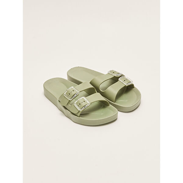 Çift Bantlı Tokalı Kadın Terlik