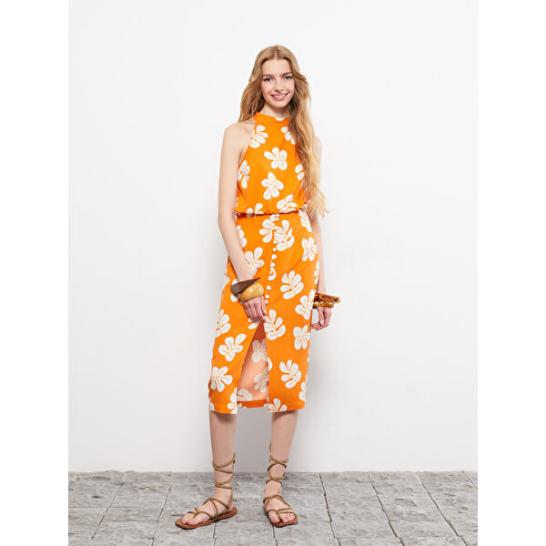 LCW CASUAL Halter Yaka Desenli Kolsuz Kadın Bluz