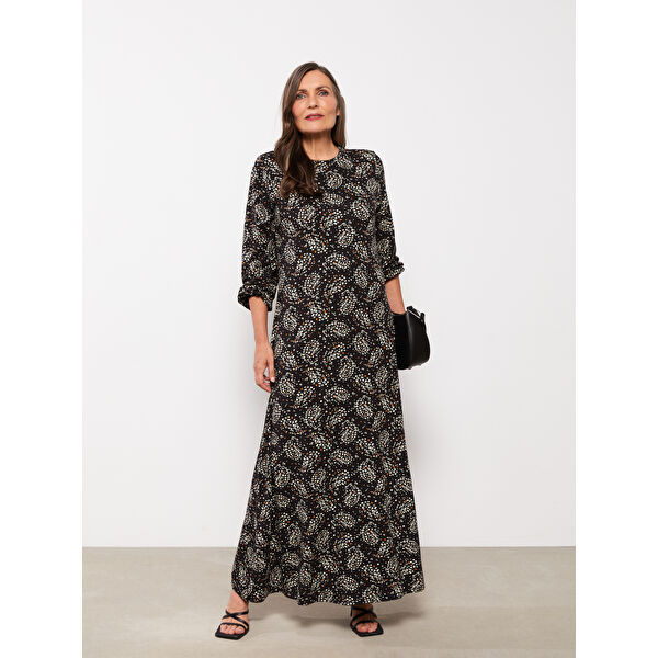 LCW GRACE Bisiklet Yaka Desenli Uzun Kollu A Kesim Kadın Elbise LCW GRACE Bisiklet Yaka Desenli Uzun Kollu A Kesim Kadın Elbise