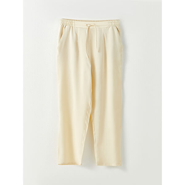 LCW CASUAL Beli Lastikli Standart Fit Düz Tencel Kadın Pantolon