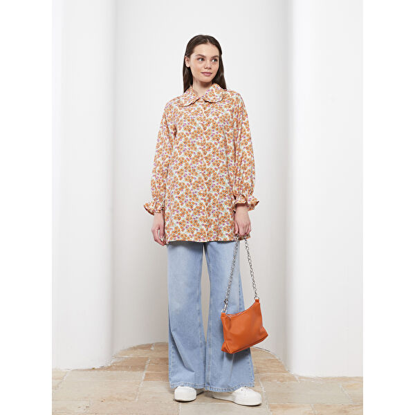 MODEST Bebe Yaka Çiçekli Uzun Kollu Kadın Tunik MODEST Bebe Yaka Çiçekli Uzun Kollu Kadın Tunik