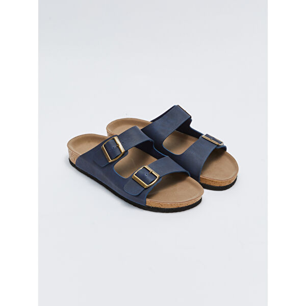 Çift Bantlı Toka Detaylı Erkek Terlik