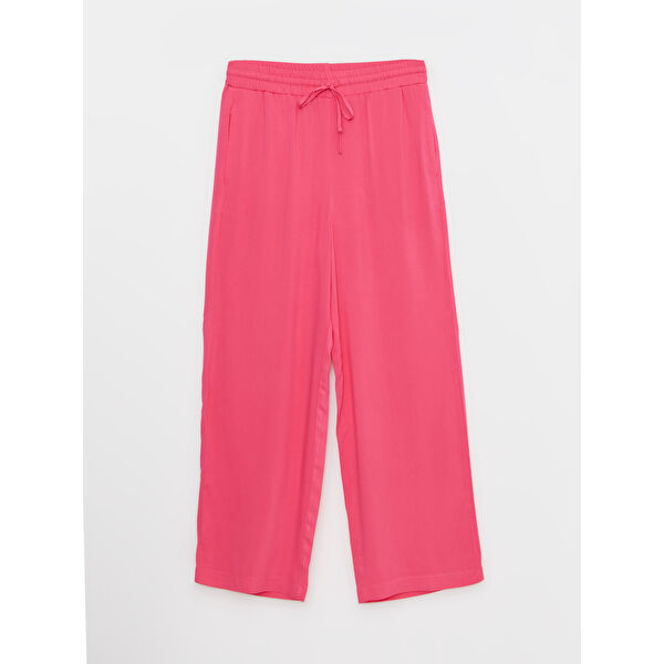 MODEST Beli Lastikli Düz Viskon Kadın Palazzo Pantolon