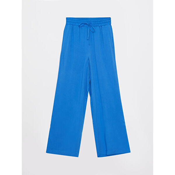 MODEST Beli Lastikli Düz Viskon Kadın Palazzo Pantolon