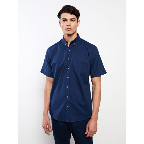 LCW BASIC Regular Fit Kısa Kollu Poplin Erkek Gömlek
