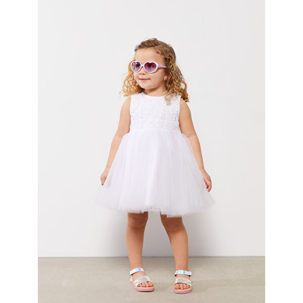 Bisiklet Yaka Desenli Kız Bebek Gelinlik Bisiklet Yaka Desenli Kız Bebek Gelinlik