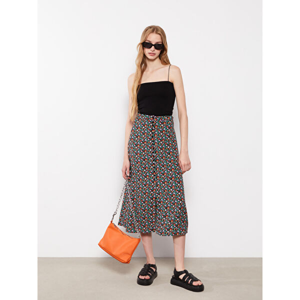 XSIDE Standart Fit Desenli Viskon Kadın Etek