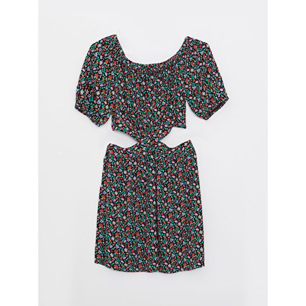 XSIDE Kayık Yaka Desenli Kısa Kollu Viskon Kadın Elbise XSIDE Kayık Yaka Desenli Kısa Kollu Viskon Kadın Elbise