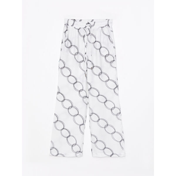 MODEST Beli Lastikli Standart Fit Desenli Kadın Pantolon