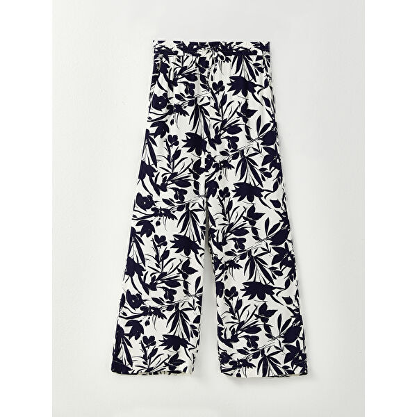 Beli Lastikli Desenli Kadın Pantolon