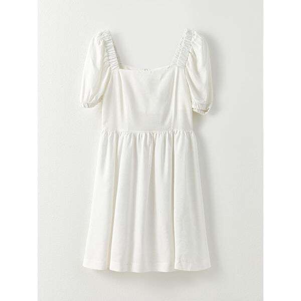 LCW CASUAL Kalp Yaka Düz Kısa Kollu Kadın Elbise